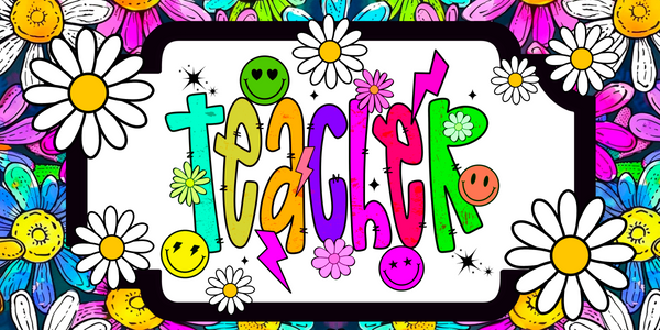 Teacher Retro Daisy Sublimated Wreath Sign – MilandDil Designs